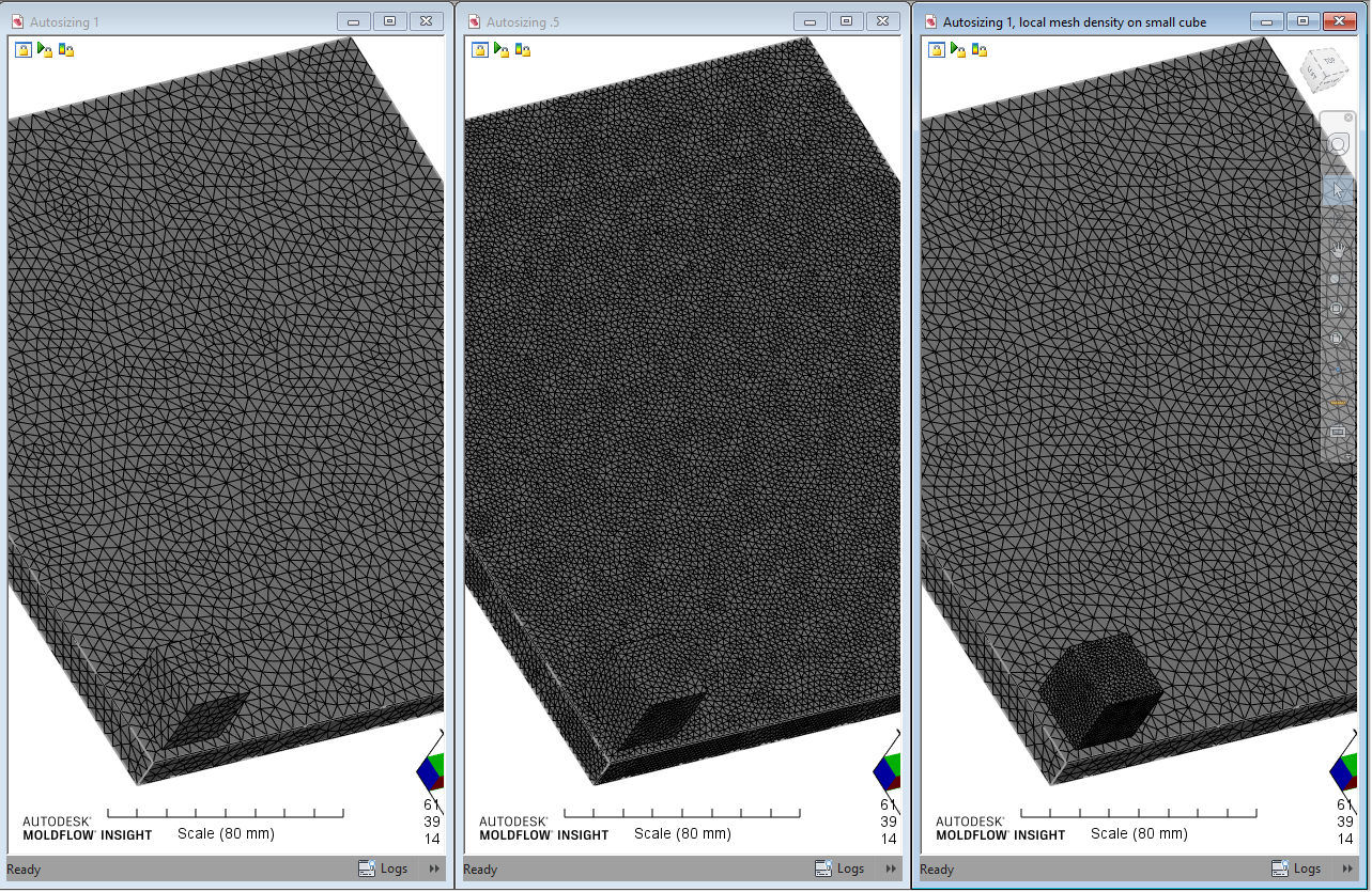 How to reduce mesh density in localized regions within Moldflow