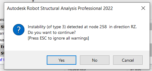 "Instability of type 3" warning while model analysis in Robot ...