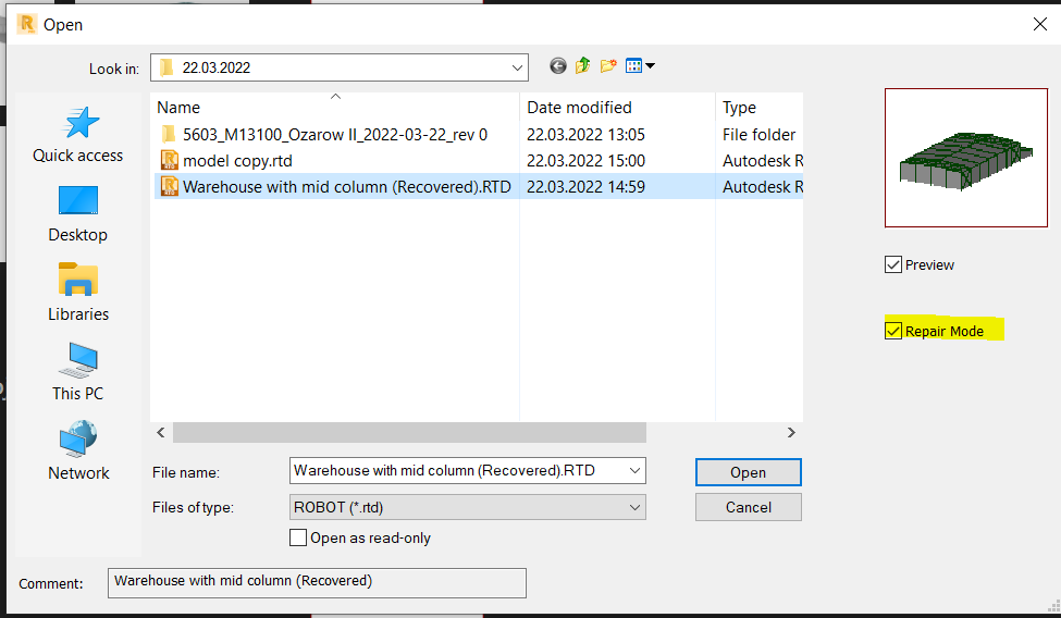 Graphical view display issues in Robot Structural Analysis