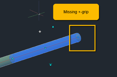 Some piping components do not show the +-grip anymore to continue ...