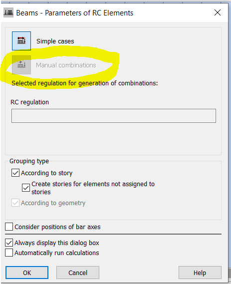 Combination option not working for RC beam provided reinforcement calculation in Robot ...