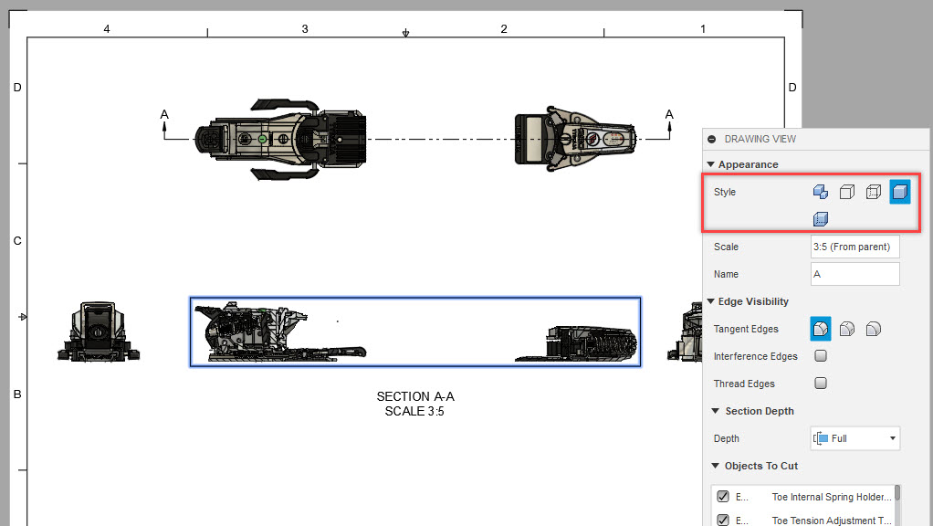 Sectional drawing view not showing all bodies in Fusion