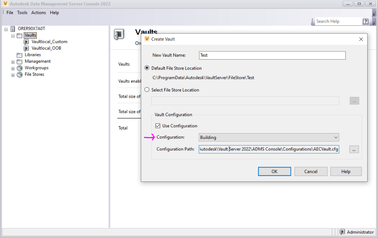 无法在Civil 3D中使用自定义配置文件创建Vault参照
