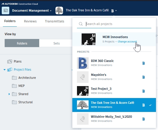 Projects are missing in BIM 360 or ACC