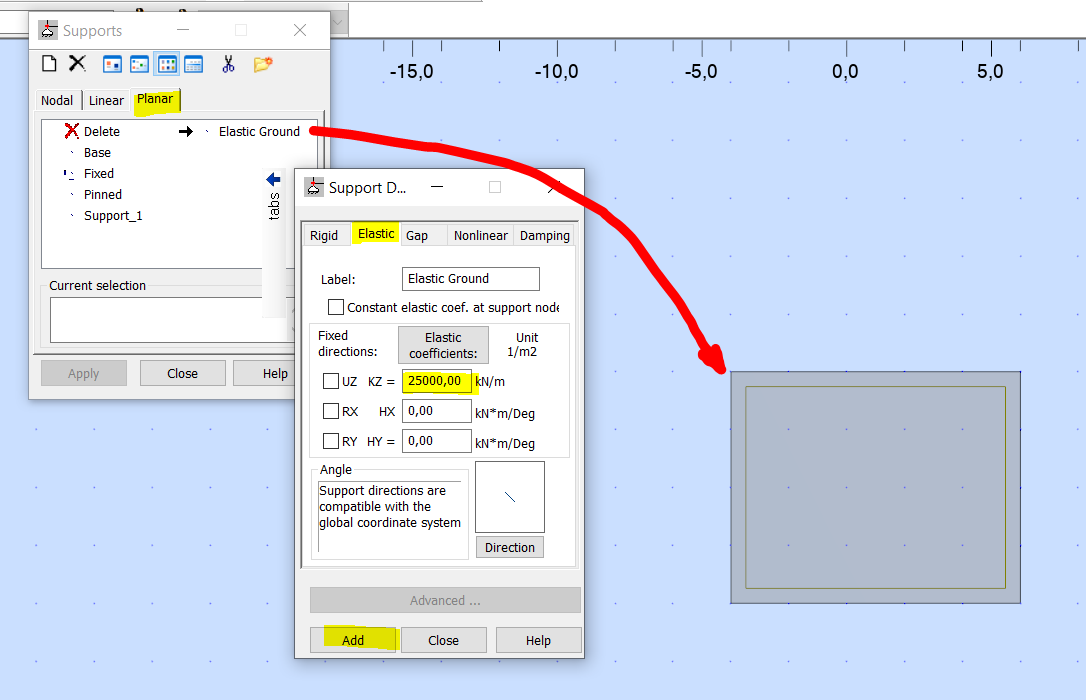 How to find spring coefficient K defined in nodes for slab supported ...