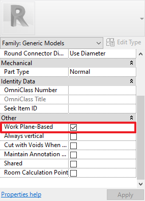 Cannot insert Revit families with Place on Work Plane option selected ...