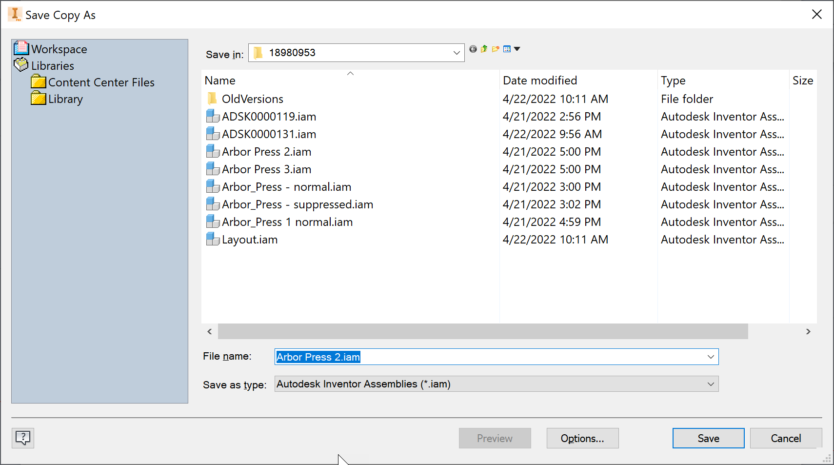Convert to Assets in Inventor Factory Design leads to a "Save Copy As ...