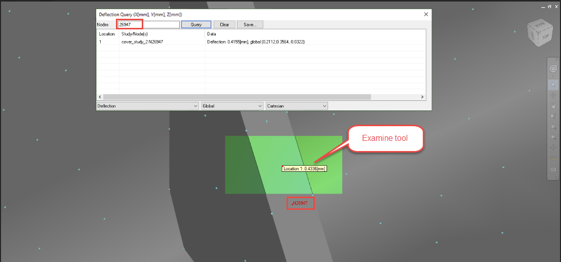 Deflection Query Results Do Not Match Examine Location Node Results In Moldflow Insight 
