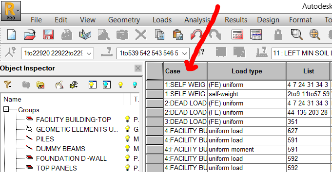 How to group similar loads in load table in Robot Structural Analysis