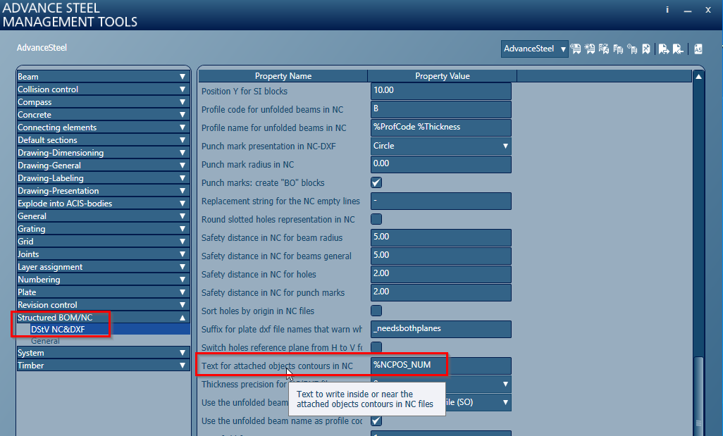 Remove the signature (marks) for attached parts in NC files in Advance Steel