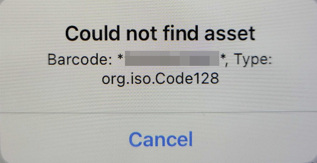 "Could not find Asset" when scanning an Asset barcode in BIM 360