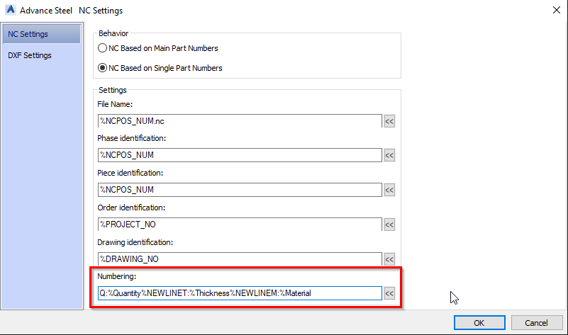 Creating multiple lines for "Numbering" in NC - DXF files generated ...