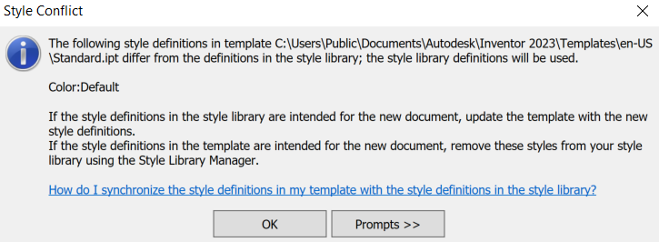 "The following style definitions in template differ from ... the style ...