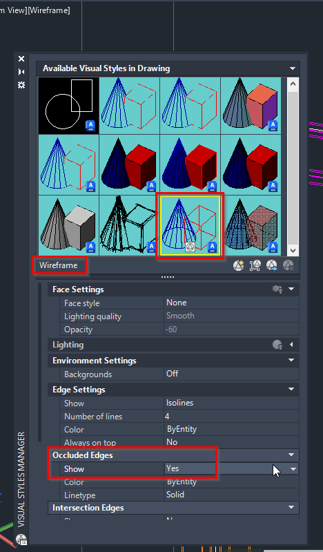 Hidden lines are shown when Orbit and in Wireframe visual style in ...