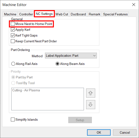 Unable to change the nesting position when moving the Nesting Preset ...