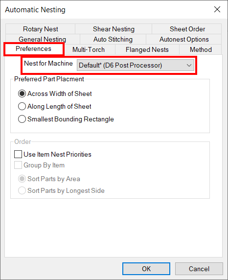 Unable to change the nesting position when moving the Nesting Preset ...