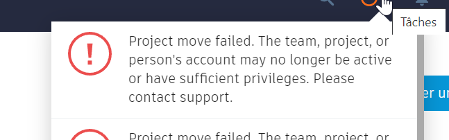 "Project move failed" when transferring projects in Autodesk Fusion