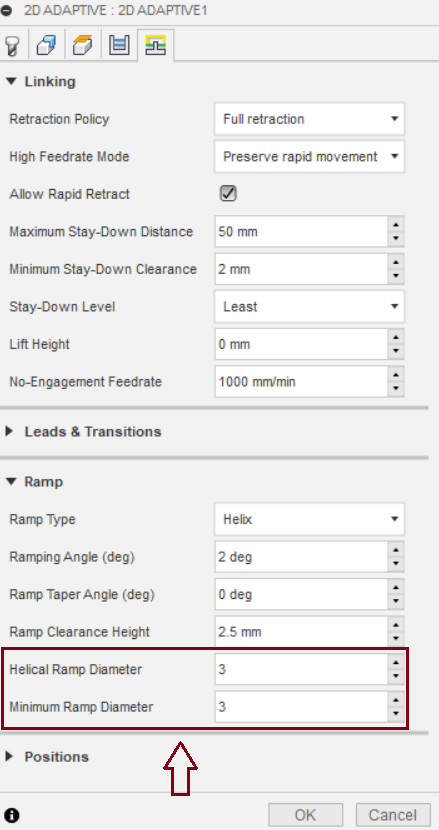 'Empty toolpath' message on 2D adaptive toolpath in Fusion Manufacture