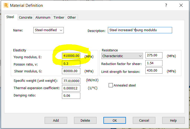 How to change steel beam supporting slab stiffness without offset ...
