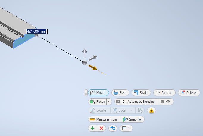 Direct edit using move face does not work in one step to a desired distance