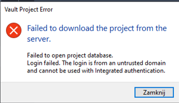 Cannot open an AutoCAD Plant 3D-Vault-project over VPN because of "Untrusted domain"