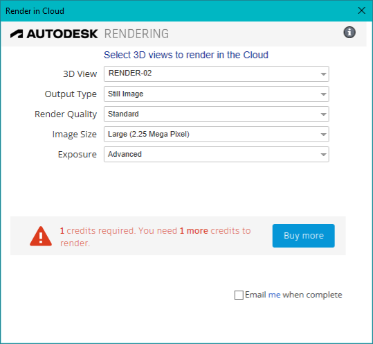 "# credits required. You need # more credits to render" when trying to ...