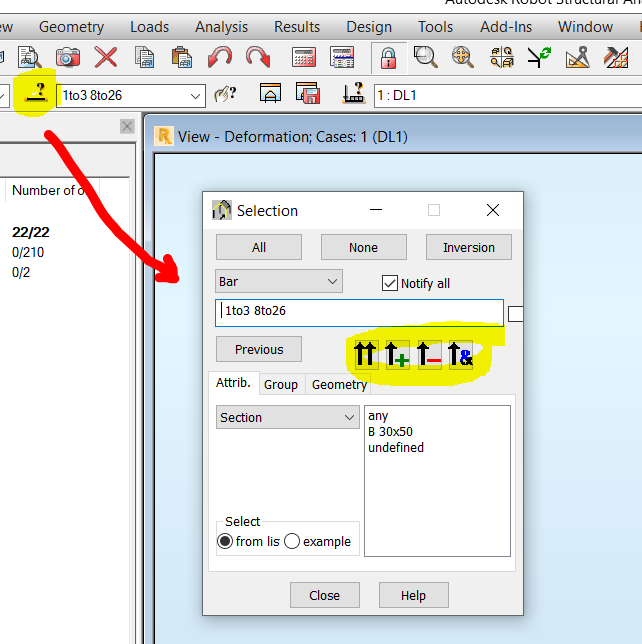 Robot Structural Analysis 中带有选择过滤器箭头的图标的功能是什么？