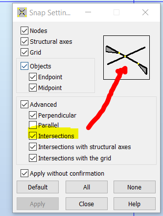 What is different snap symbols meaning in Robot Structural Analysis