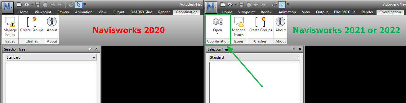 Open Models Button Is Missing From The Coordination Tab In Navisworks 2020