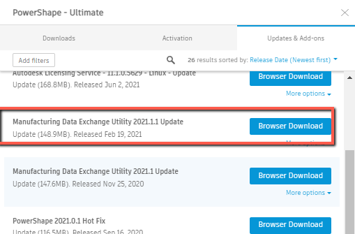 如何下载先前版本的 Autodesk Data Exchange Utility 2021