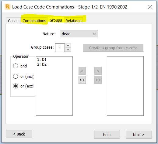 Is it possible to define interaction between selected load cases of different types using ...
