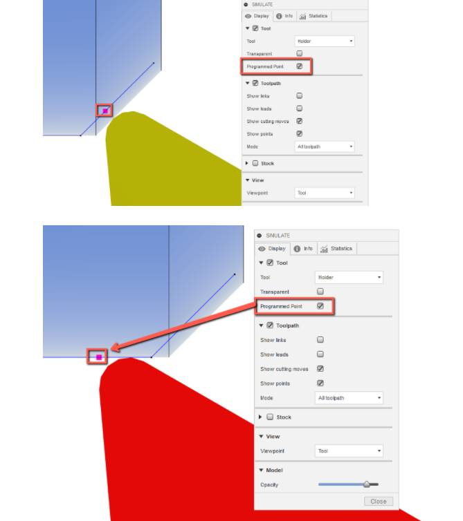 Simulated Toolpath path/track does not follow the correct profile of turned model in Fusion 360.
