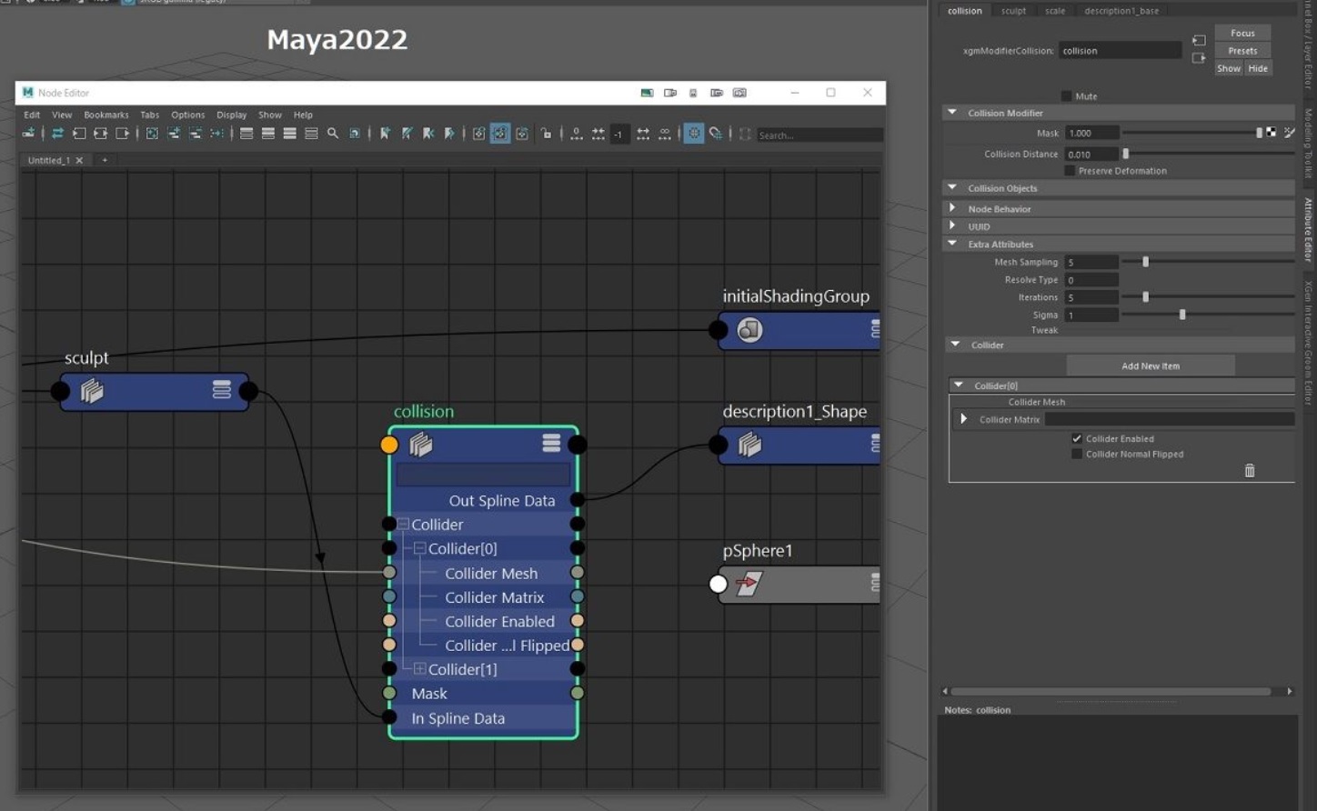 Maya2022のXgen Interactive Grooming でコリジョンオブジェクトが追加できない