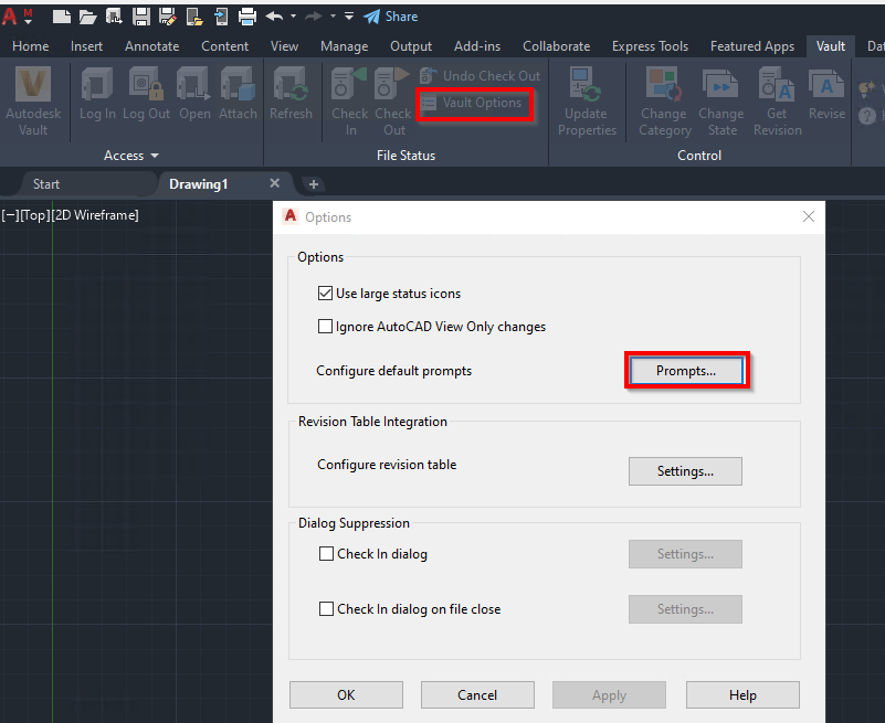 AutoCAD Mechanical 2022用Vault Add-onを使用してチェックインした図面を開くと、「図面が互換性のないバージョンで作成されました...」とAutoCAD ...