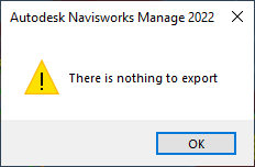 尝试从 Navisworks 中的打开模型导出添加的 PDS 标记时，“没有要导出的内容”