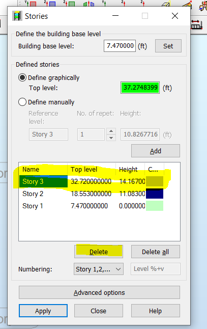 "Error in definition of stories" while model calculation in Robot Structural Analysis