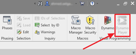 Dynamo Player button is grayed out or the dialog box does not appear in Revit