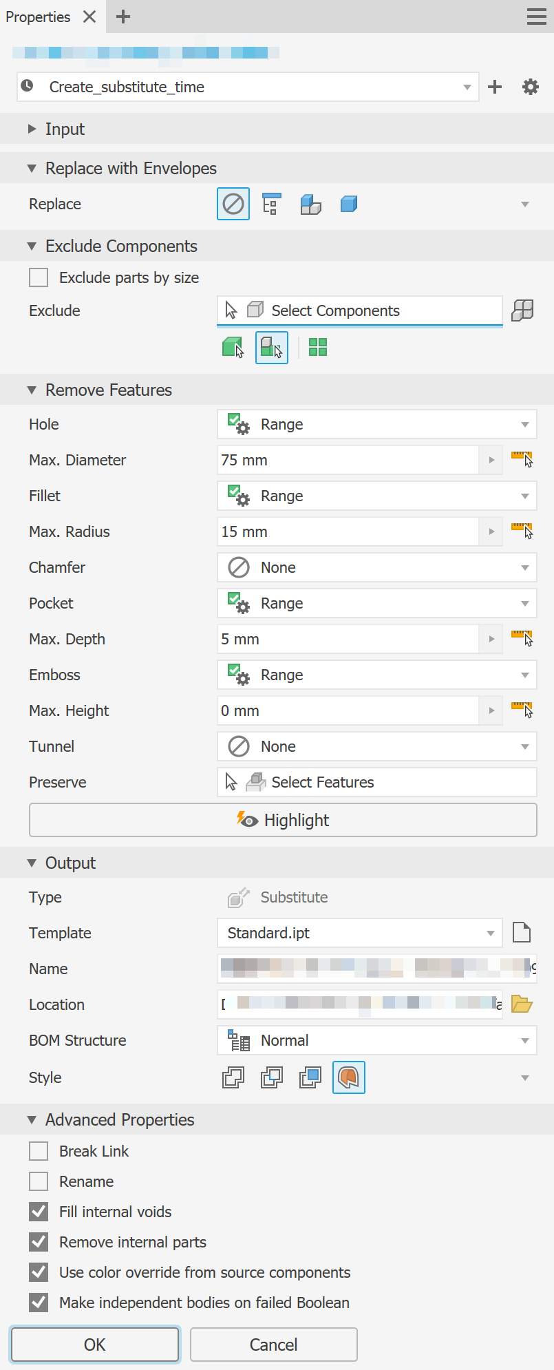Creating a substitute of a STEP file takes a long time in Inventor