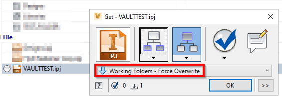 "Vault was unable to find the project file 'Vault.ipj' matching to the current project file in ...