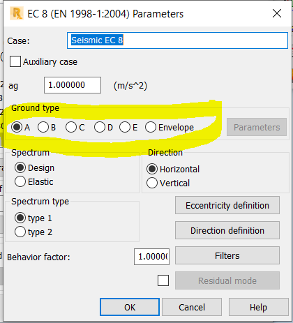 Parameters of seismic analysis different than expected for seismic case defined according to EN ...