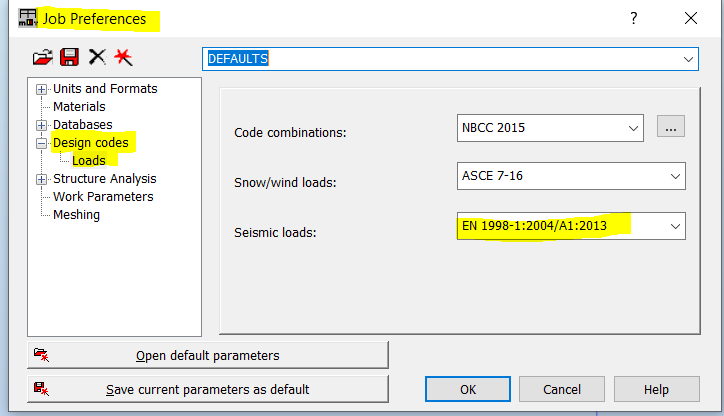 Parameters of seismic analysis different than expected for seismic case defined according to EN ...
