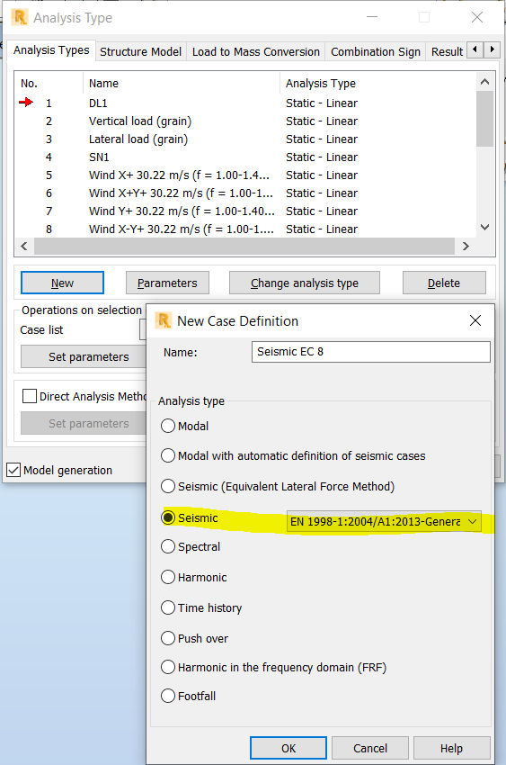 Parameters of seismic analysis different than expected for seismic case defined according to EN ...