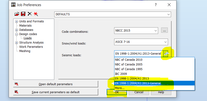Parameters of seismic analysis different than expected for seismic case ...