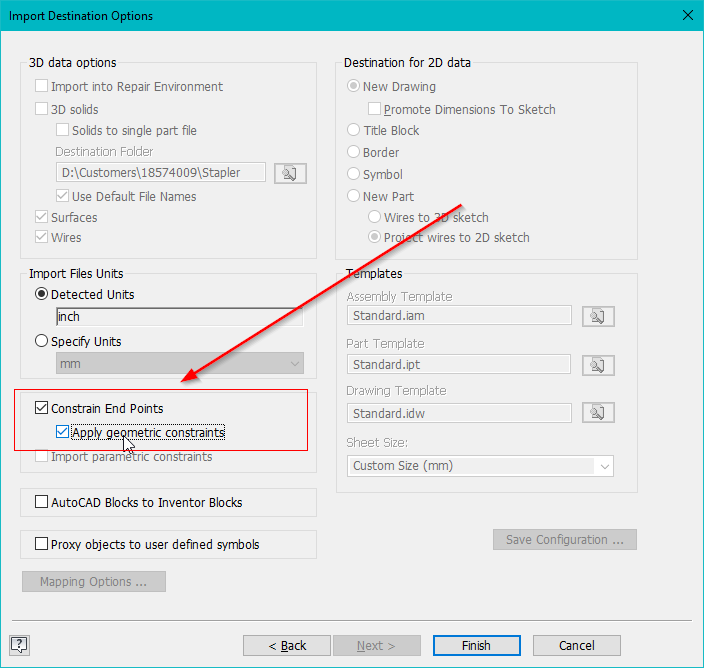 Importing an AutoCAD curved line and turning it into an Inventor part that will flatten