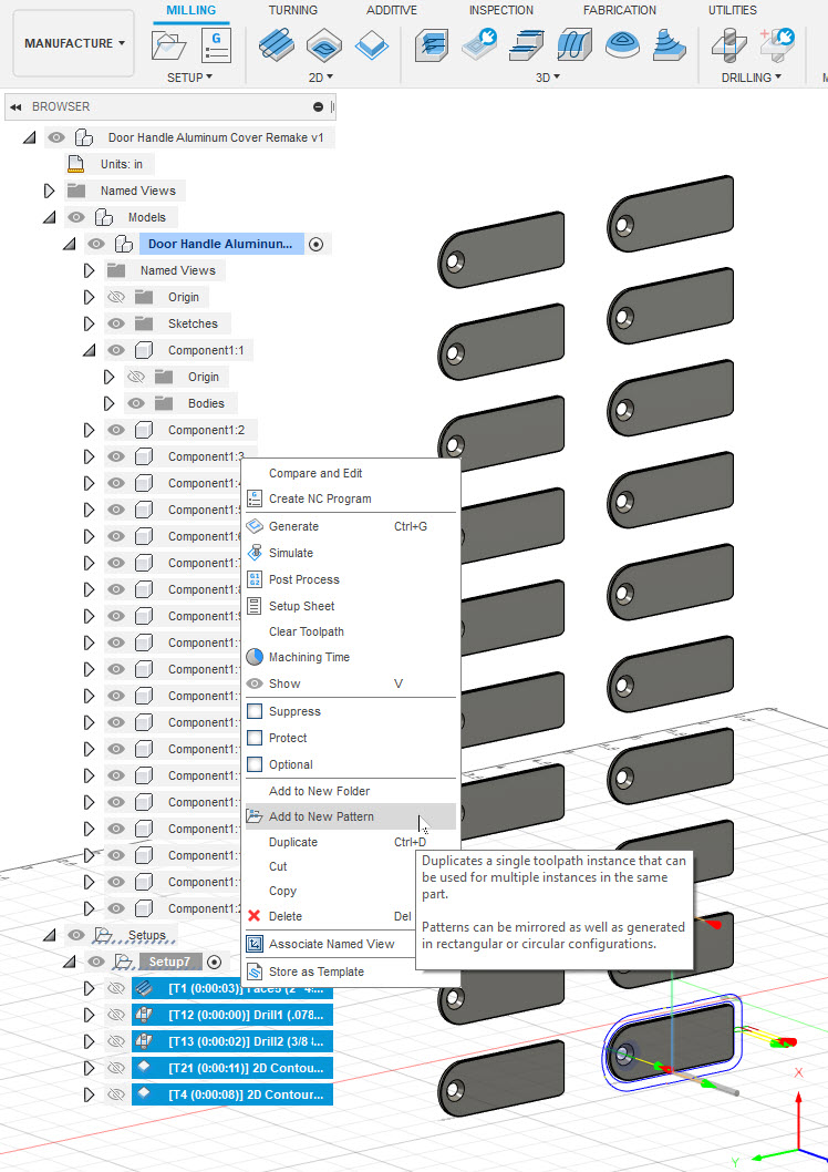 零部件阵列在 Fusion 制造中不起作用