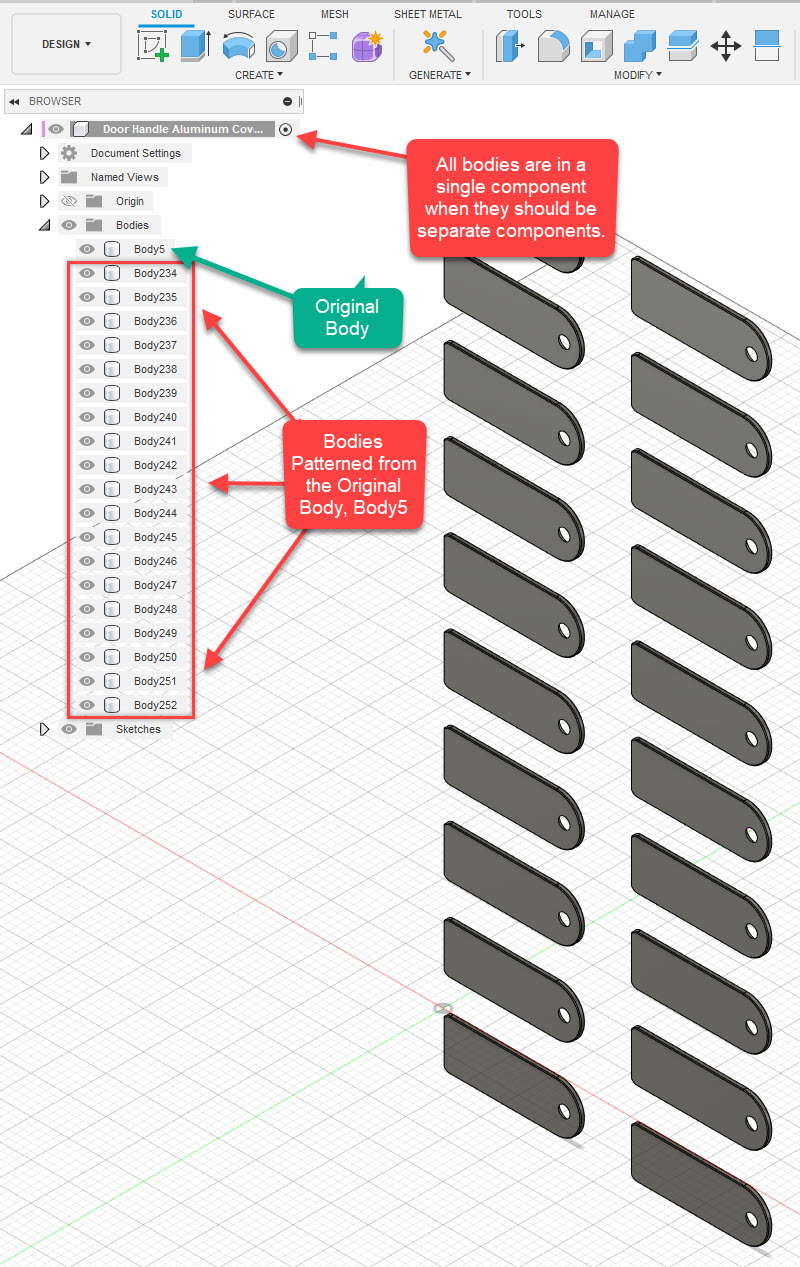Component pattern not working in Fusion Manufacture