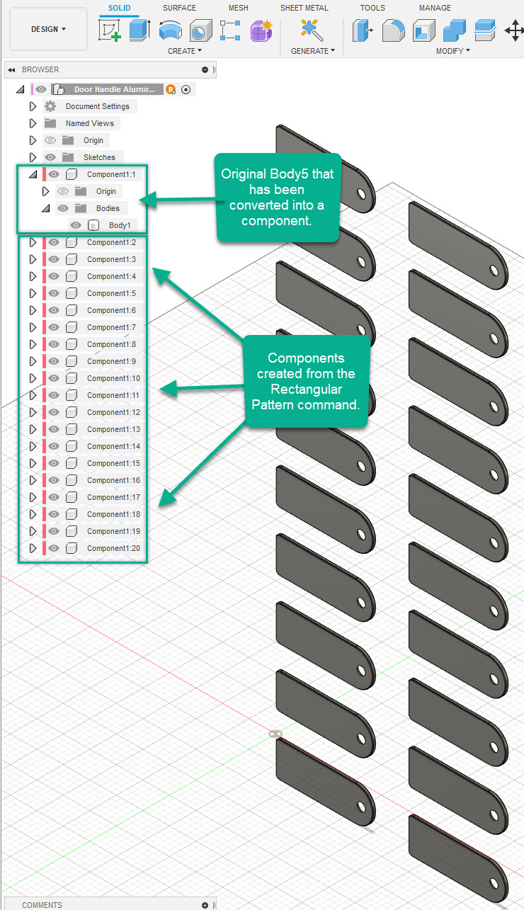 Component pattern not working in Fusion Manufacture