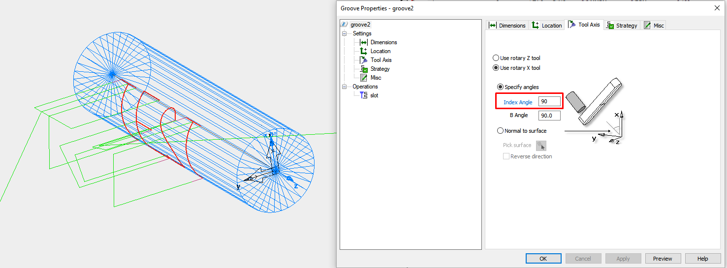 Wrapped engraving cutting through the part in FeatureCAM