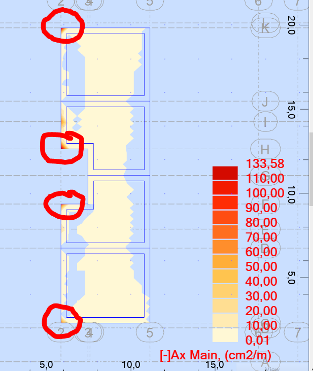 Massive number of bars distributed over selected regions while RC slab ...