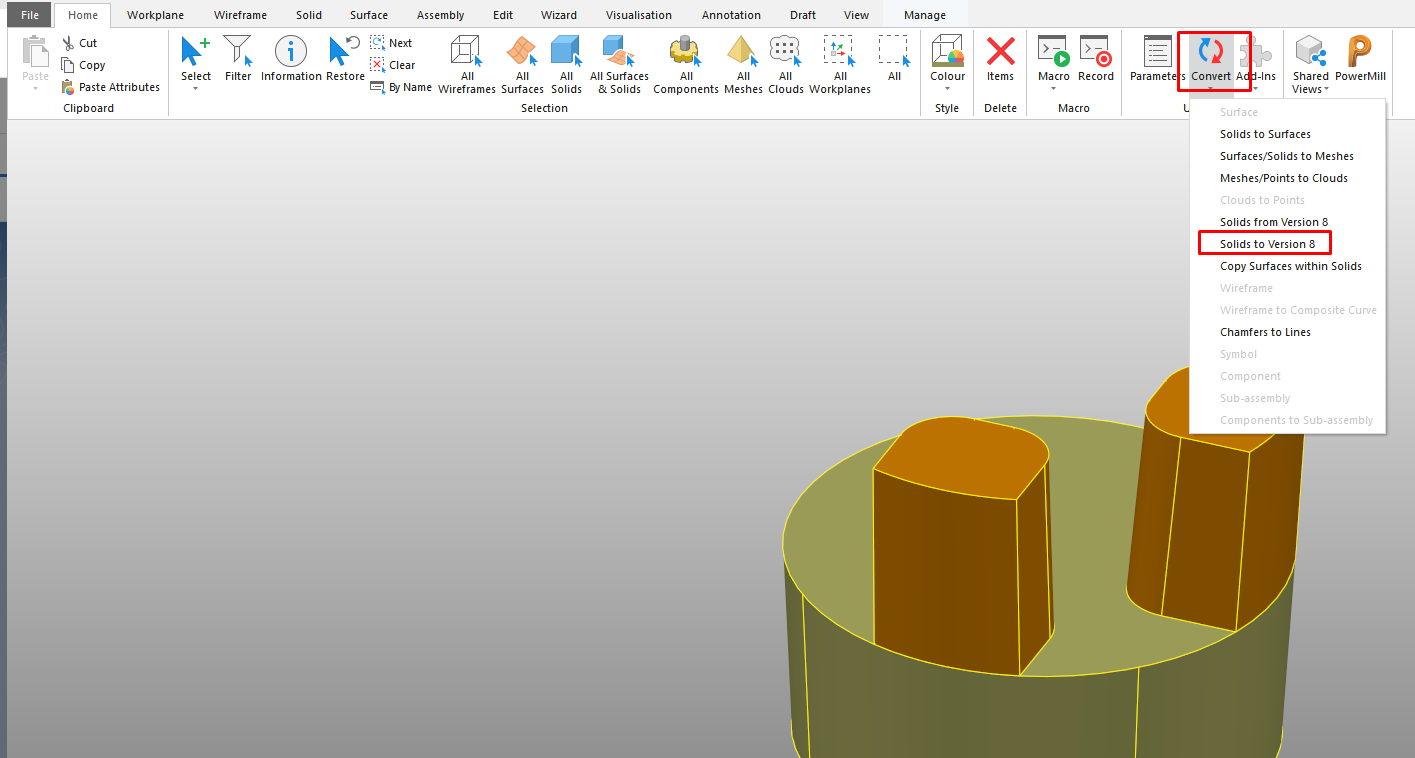 Solid fillet radius fails in Powershape